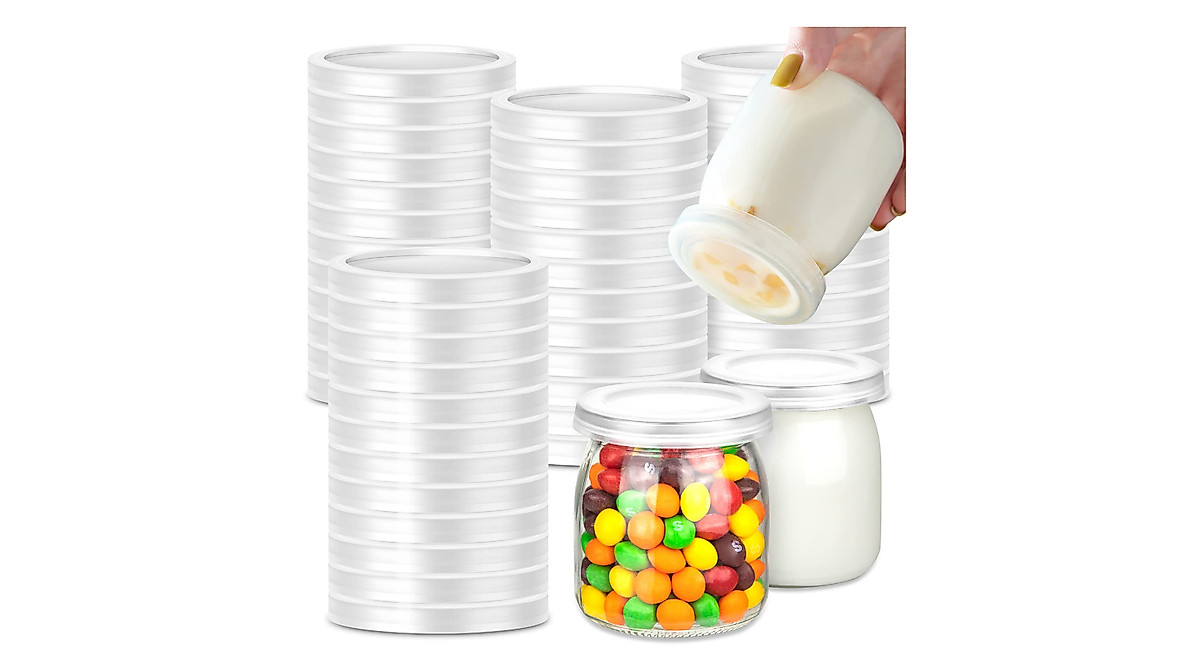 50Pcs Yogurt Jar Lids Set - Reusable Plastic Food Storage Covers