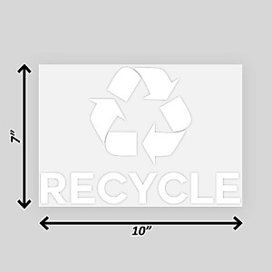 Ignixia Recycle Symbol Sticker Decal to Organize Trash cans/Garbage containers, Recycle Sign Decal Plotter Cut Vinyl Outdoor Recycle Containers (White, 10 X 7) Inches Large (Pack of 01)