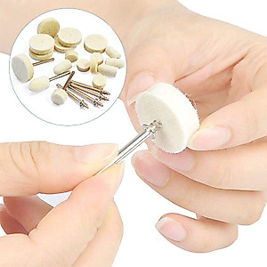 Felt Wool Polishing Buffing Pad Set Wheel Grinding Head Point & Mandrel Kit Accessories Tools Compatible for Dremel