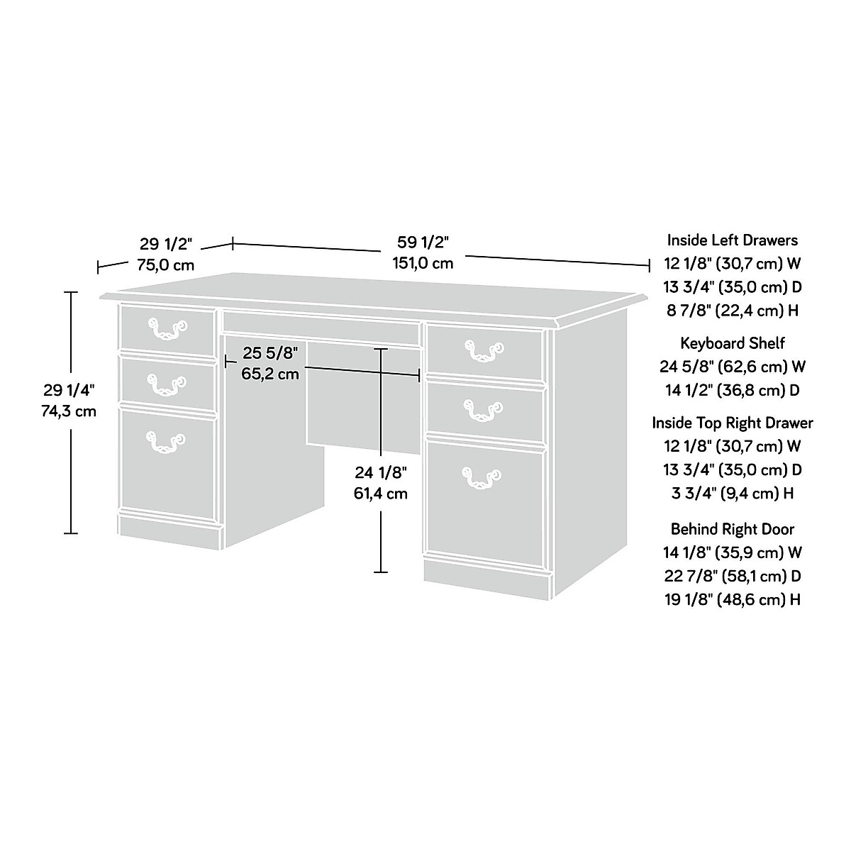 Sauder Heritage Hill Computer Desk, Classic Cherry finish