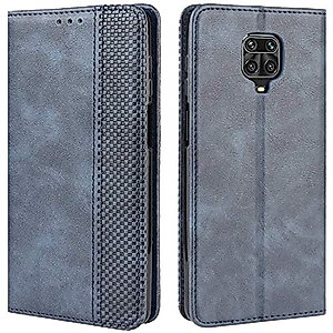 HualuBro Xiaomi Redmi Note 9S Case, Redmi Note 9 Pro Case, Retro PU Leather Full Body Shockproof Wallet Flip Case Cover with Card Slot Holder and Magnetic Closure for Redmi Note 9S Phone Case (Blue)