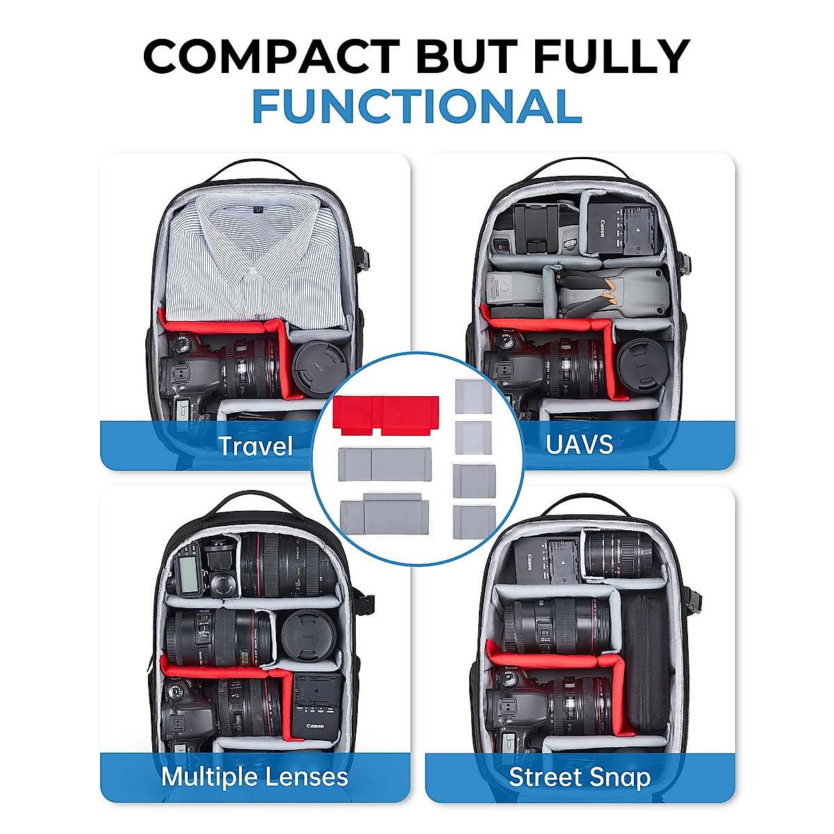 BAGSMART Camera Bag, DSLR SLR Small Camera Backpack Fits 13 Inch Laptop, Anti-theft Photography Backpacks with Rain Cover, Tripod Holder, Black