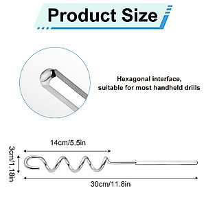 Peanut Butter Stirrer, 11.8 Inch Stainless Steel Nut Butter Mixer Peanut Butter Stirring Tool Drill Nut Butter Stirrer Fast Mixing Stirrer Utensil for Mixing Various Peanut Butter Jam