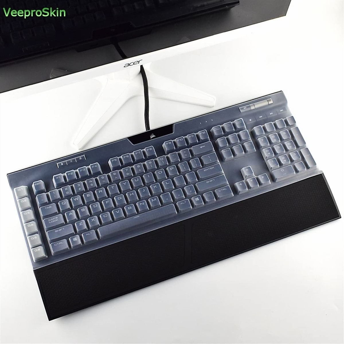 for Corsair K95 RGB Platinum Wired Gaming Mechanical Keyboard Cover Skin Film Office Desktop Anti Dust Cover Silicone Protector (Size : Clear)