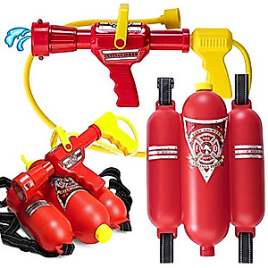 Prextex Fireman Backpack Water Guns | Big Watergun, Super Fast Water Blaster, Power Squirt Watergun, Water Soaker, Play Range Watergun | Outside Water Toys | Kids & Adults | Swimming Pool Party Favors