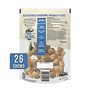 Purina Prime Bones Mini Knotted Chews Rawhide Free, Natural Dog Treats with Real Duck - 26 ct. Pouch