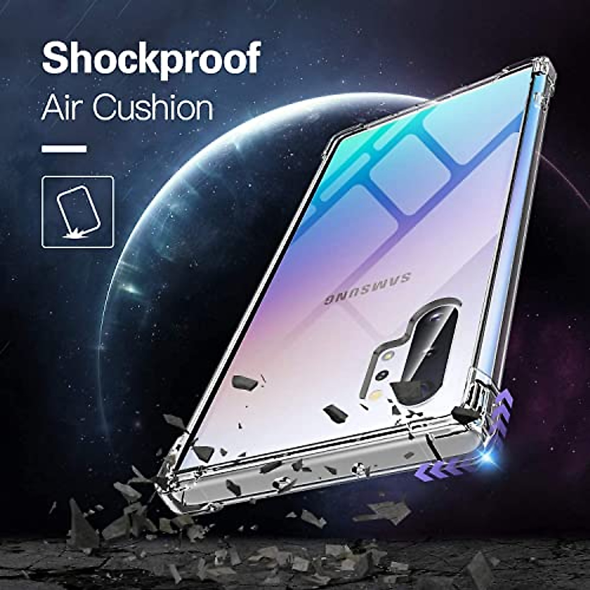 KIOMY Samsung Galaxy Note 10 Plus Case Diamond Clear with Hybrid Anti Yellow Design Hard PC Back Shell and TPU Raised Bezel Shockproof Bumper Protective Ultra Transparent Slim fit and Thin Phone Cover