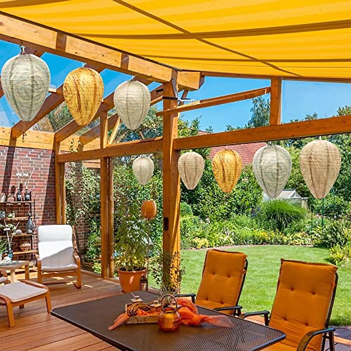 Wasp Nest Simulation Light Nesting, Fake Wasp Nest Bee Paper Lanterns, Hanging Wasp Repellent and Deterrent, Paper Drive Beehive Lantern for House Corner and Garden Outdoor, 8pcs