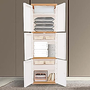 Storage Cabinet with 120 lbs Strong Load-Bearing Capacity, Khaki and White Storage Drawer Units, Plastic Storage Dressers for Tool and Home Organization, 19.7" Lx12.2 Dx61 H