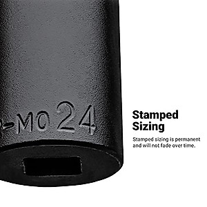 Capri Tools Deep Impact Socket, 3/8-Inch Drive, 6-Point, Metric (24 mm)