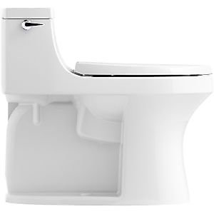 KOHLER K-5172-0 San Souci Comfort Height Compact Elongated 1.28 GPF Toilet with Aqua Piston Flushing Technology and Left-Hand Trip Lever