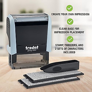 Trodat Printy 4912 Self Inking Pastel Blue Do it Yourself (DIY) 4 line Personalized Custom Message or Address Stamp kit with Black Ink, Impression Size: 3/4” x 1-7/8” inch
