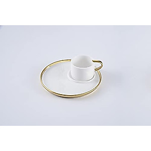 Pampa Bay For Coffee Lovers Titanium-Plated Porcelain Espresso Cup & Plate, 2.5 x 6.5in