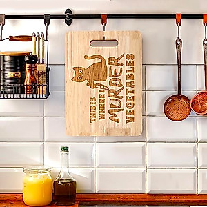 Zingoetrie Funny Black Cat Cutting Board This Is Where I Murder Vegetable Wooden Food Serving Tray Dethawing Engraved Vegan Knife Kitchen Wedding Gift Kitten Lover Dietitian Women Halloween Home Decor