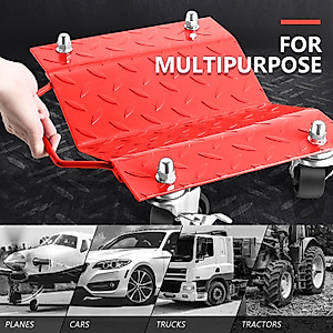 DNA MOTORING 4-Pack Tire Wheel Dolly Vehicle Wheels Dollies Movers Skates Car Tire Repair Slide Tools, 6000 lbs Capacity, Red,TOOLS-00298