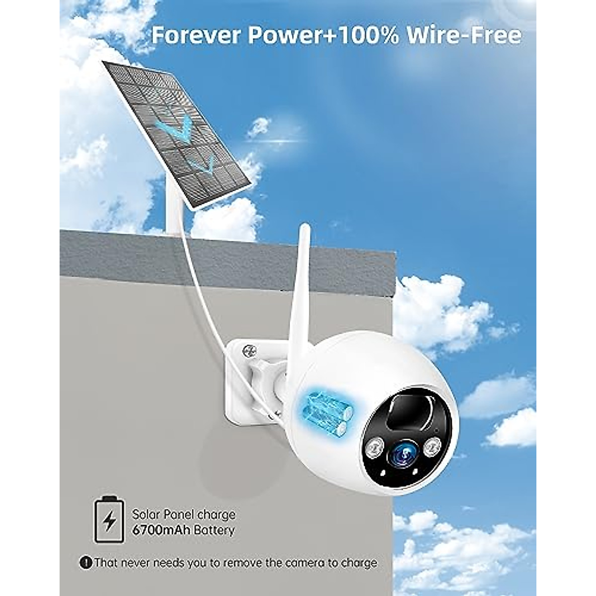 WESECUU Solar Security Cameras Wireless Outdoor, 2K 2.4GHz WiFi Cameras for Home Security Outside Battery Powered with Motion Detection Spotlight Siren Alarm Night Vision Two Way Audio Cloud/SD