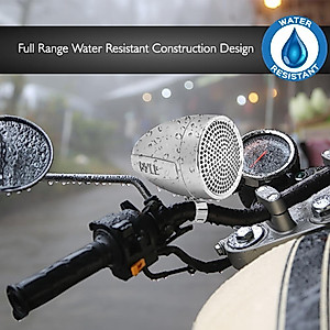 Pyle 600 Watt Weatherproof Motorcycle Speaker and Amplifier System w/Two 2.25 Inch Waterproof Speakers, AUX - Handlebar Mount ATV Mini Stereo Audio Receiver Kit Set - Also for Marine Boat - PLMCA62BT