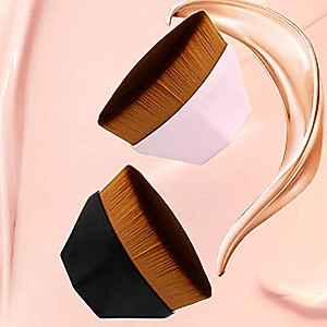 Foundation Makeup Brush 2 Pack Flat Top Kabuki Face Foundation Brush Multi-functional for Liquid, Cream or Flawless Powder Cosmetics Face Boby Brush with Portable Case(Black and Pink)
