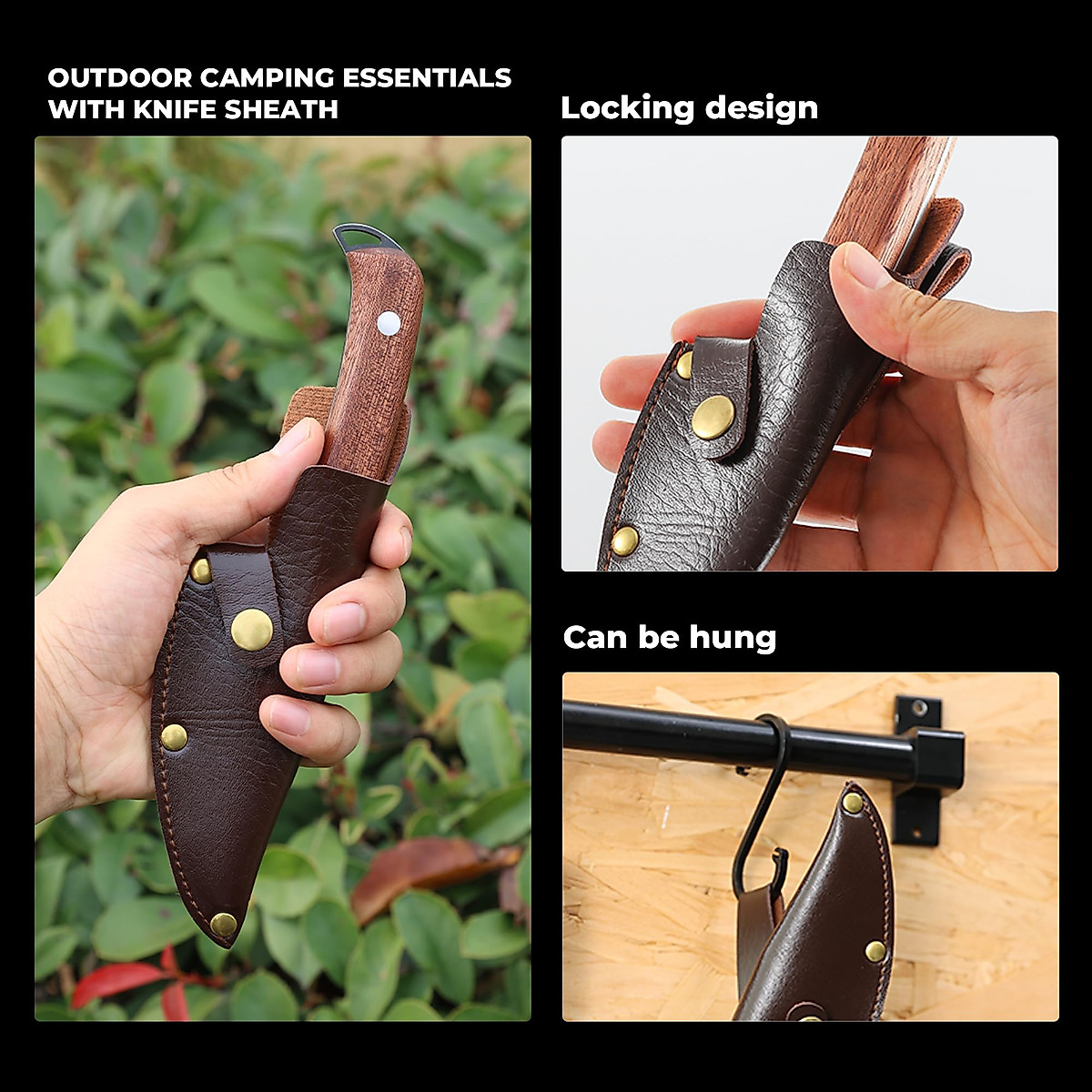 ZHANG XIAO QUAN SINCE 1628 Butcher Knife with Sheath, 8 inch Viking Boning Knife High Carbon Steels Hunting Knife For Outdoor Camping BBQ(B)