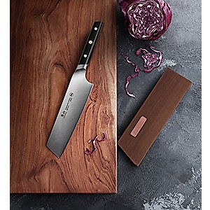 Cangshan TC Series 1021080 Swedish 14C28N Steel Forged 7-Inch Nakiri Knife and Wood Sheath Set