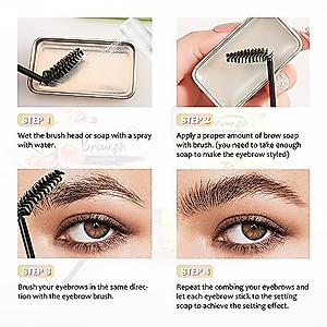 Brow Soap Eyebrow Soap for Eyebrow-2PCS Brow Styling Soap Kit 4D Brow Freeze, Long Lasting Waterproof No Flaking Clear Brow Gel, Eyebrow Wax with Brow Brushes & Spray Bottle for Natural Eyebrows-02#