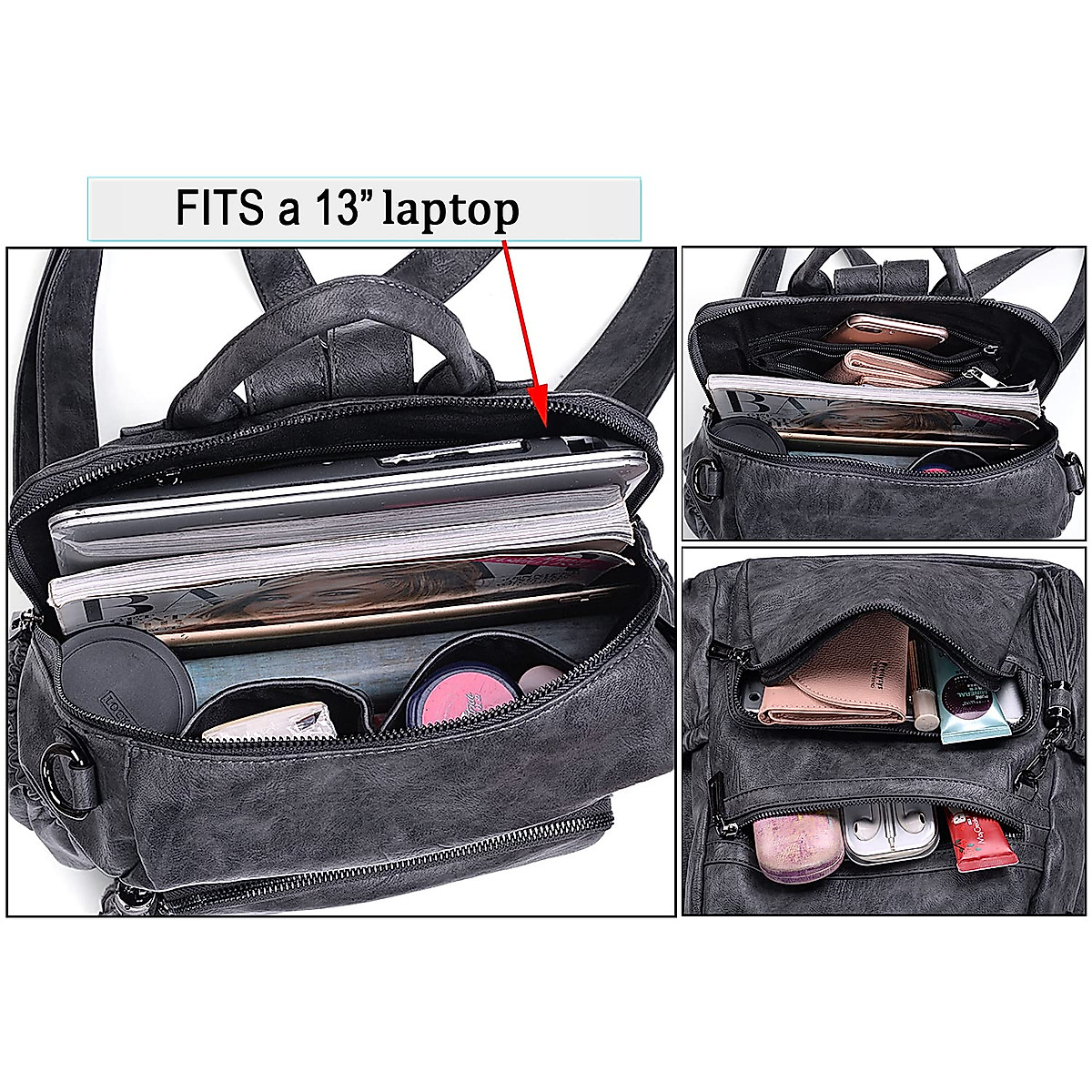 UTO Women Backpack Purse Leather Vegan Ladies Fashion Designer Rucksack Convertible Travel Shoulder Bag with Tassel