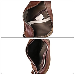 Genuine Leather Sling Bag Crossbody Motorcycle Bag Handmade Chest Bag Hiking Daypack Retro Shoulder Backpack Vintage (LightBrown)