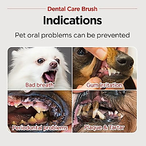 JAYU PET Dental Care Brush (Soft Bristles) 5ea - Toothbrush for Small Dog and Cat with Horizontal Head & Easy Grip Handle