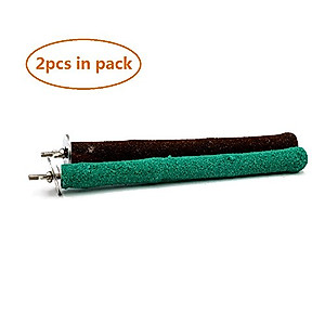 Borangs Parrot Perches Bird Stand Natural Wood Quartz Sand Branches Nail Perch for Small Medium Birds Cockatiel Cockatiel Parakeet Conure Cage Accessory Pack of 2 (Upgraded New Version 25cm/10)