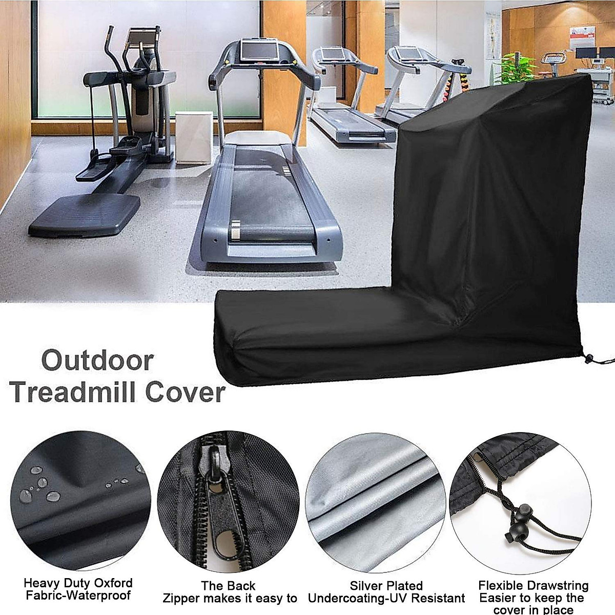 POMER Treadmill Cover, 81x37x67inch Dustproof Oxford Fabric with Zipper Running Machine Protective Cover for Non-Folding Home Treadmill