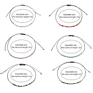 Suyi Seed Bead String Bracelet 6Pcs Friendship Bracelet Adjustable Braid Handmade Strand Bracelet Gifts for Women Set1