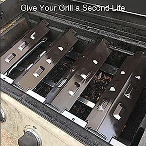 SUONA 14 5/8 Inch Gas Grill Replacement Parts for Charbroil 463622515 463440109 463461615 463420509 463441311 463461613 Master Forge GD4833 Thermos Heat Shield Plates Tent Flame Tamer 4-Pack PT-72-4