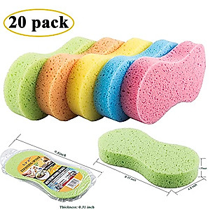 Huvai 20 Pack Car Wash Sponges Multi-Functional Sponge Multi-Color Cleaning Sponges with Vacuum Compressed Packing