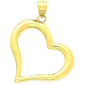 IceCarats 14K Yellow Gold Dangling Heart Necklace Love Pendant Charm Only