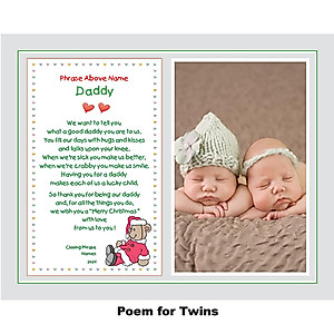 Poetry Gifts New Father, Merry Christmas to Daddy From Baby, 8x10 Inch Print Personalized with Name and Photo