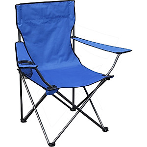 Quik Chair Portable Folding Chair with Arm Rest Cup Holder and Carrying and Storage Bag, Blue