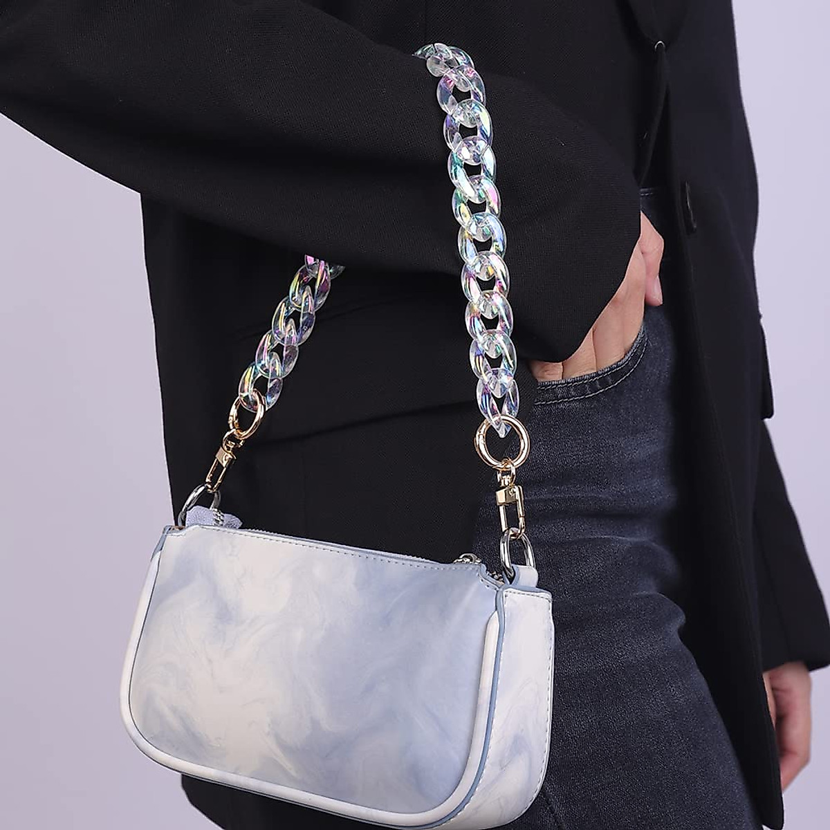 Wiwpar Acrylic Bag Straps Bag Chains Shoulder Straps Replacement Chain Strap for Women's Handbags