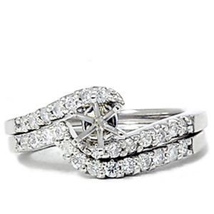 1/2ct Semi Mount Engagement Curve Wedding Ring Set 14K - Size 6