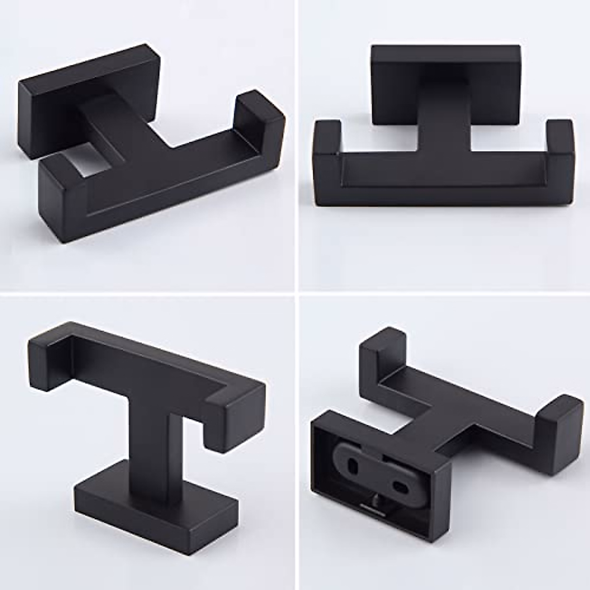 Aomasi Double Coat Hook, Stainless Steel Towel Robe Hook Kitchen Toilet Bathroom Accessories Dual Holder Heavy Duty Wall Mount, Matte Black