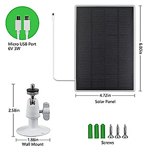 Solar Panel 5V 3W for Outdoor Solar Powered Security Camera,Waterproof Solar Panel with 3 Meter Micro USB Port Cable Compatible with Eufy Cam