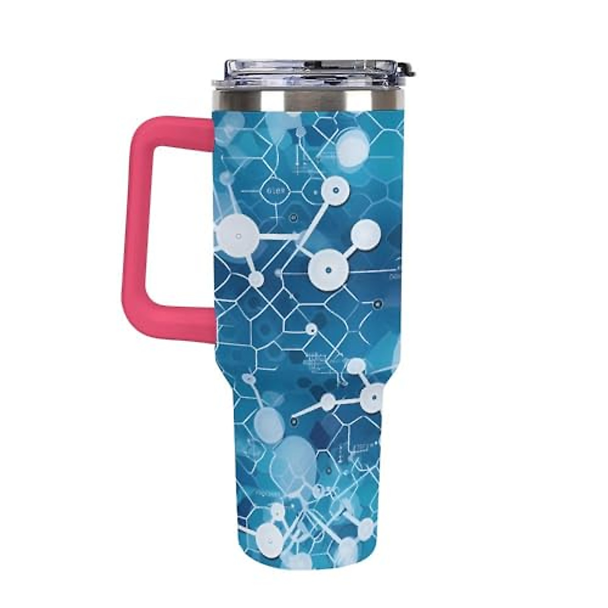 Science Chemistry Molecular Structure 40 Oz Car Cup Stainless Steel Travel Mug Leak-Proof Insulated Tumbler with Handle Light Rose Red-style