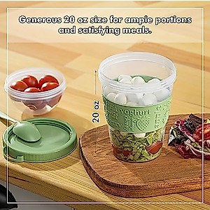 SUMELA Overnight Oats Containers With Lids & Spoon, Meal Prep Yogurt Containers, Parfait Cups With Lids, Large Capacity Crunch Cup, 20 Oz BPA Free Reusable Cups(Set Of 4)