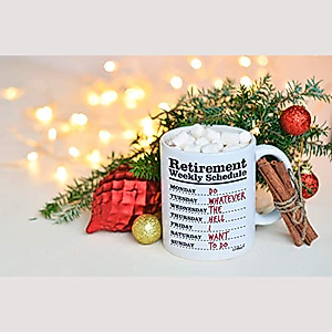Funny Retirement Gifts for Women Men Dad Mom. Retirement Coffee Mug Gift. Retired Schedule Calendar Mugs for Coworkers Office & Family. Unique Novelty Ideas for Her Nurses Navy Air Force Military Gag