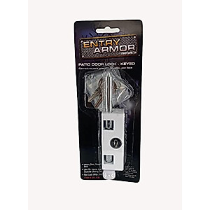 Pro-Lok Entry Armor EPL-106-W Patio Door Lock- Keyed Lg Rectangle (White Finish)