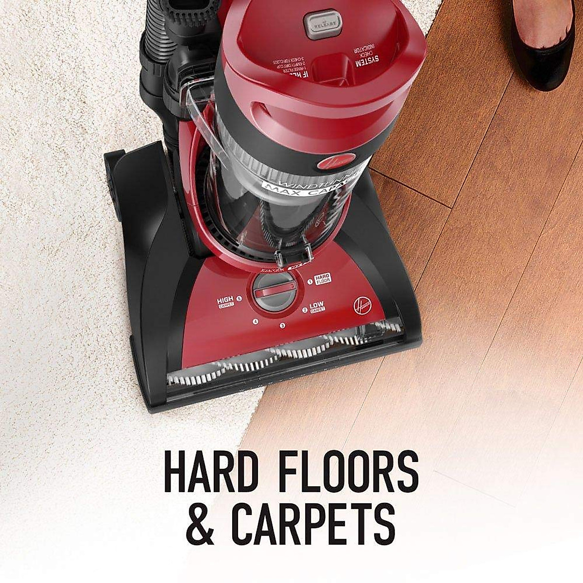 Hoover Windtunnel Max Capacity Upright Vacuum Cleaner with HEPA Media Filtration, UH71100, Red