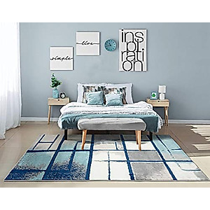 LUXE WEAVERS Lagos Collection 9218 Blue 6x9 Art Deco Geometric Area Rug