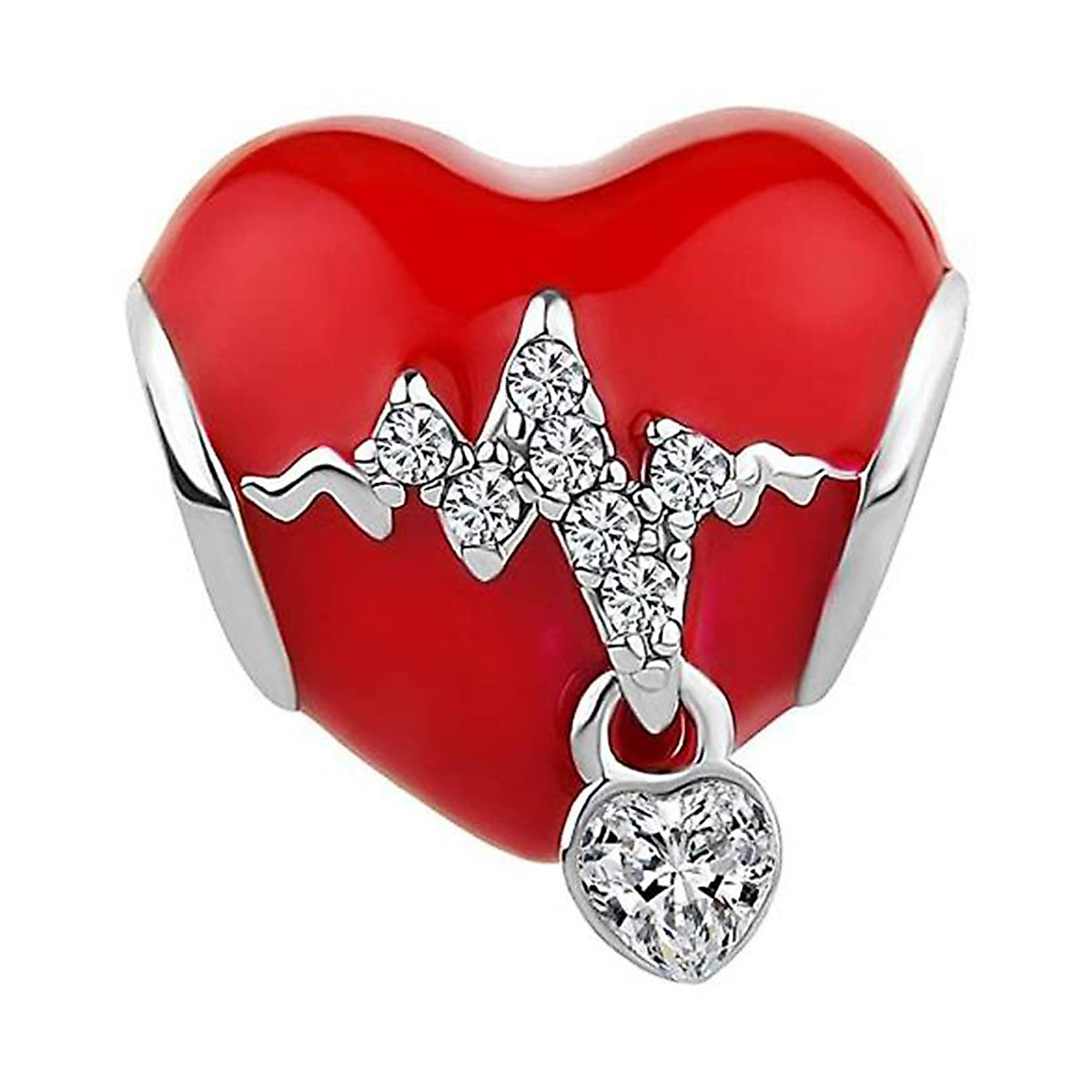 Chili Jewelry Heart Love Heartbeat Charms Electrocardiogram ECG Beads Compatible With Pandora Charms Bracelets