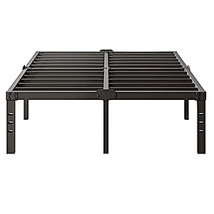 Kydins Queen Size Bed Frame with Storage Headboard Compatible Black Metal Platform No Box Spring Needed 3500 Lbs Heavy Duty Platform No Noise Non-Slip Sturdy Mattress Foundation