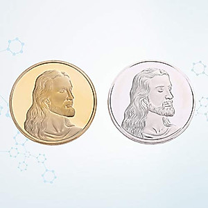 2pcs Challenge,Jesus Commemorative,Christian Religious, Medal Collectible Plated Collection Souvenir Gift(+Silver)