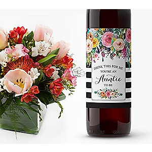 Drink This For Me - You're An Auntie-To-Be Wine Labels ● SET of 5 ● GENDER NEUTRAL Pregnancy Announcement Wine Labels, Pregnancy Reveal, Alternative to Baby Announcement Card WATERPROOF Black A104-5A1